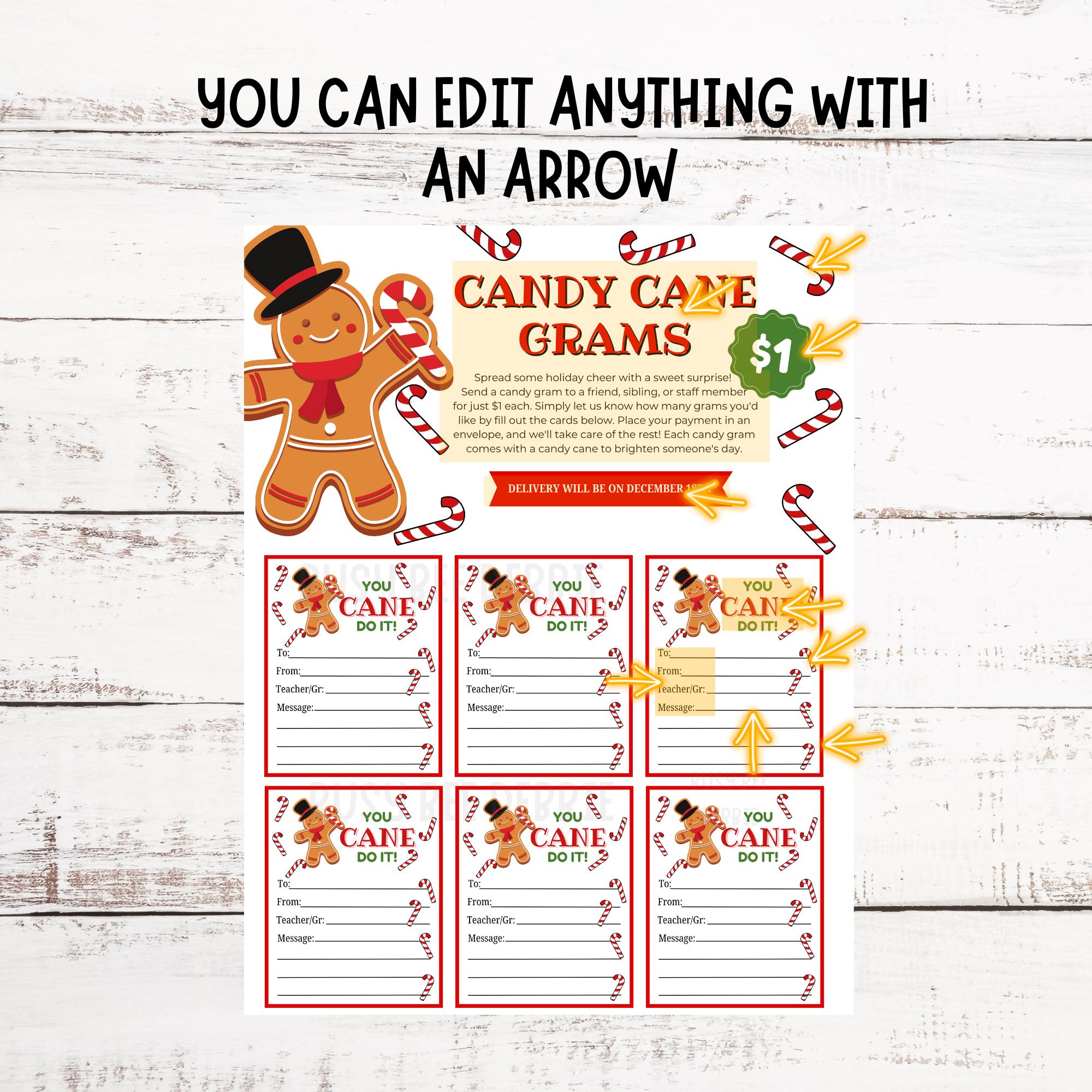 Christmas Candy Cane Gram Flyer| PTA PTO Holiday Fundraiser ...