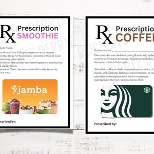 Printable Prescription Medical Theme Gift Card Holder Card Set | Gift ...