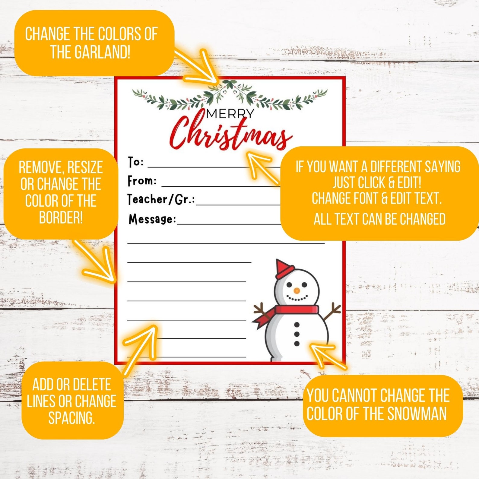 Christmas Candy Gram Editable Flyer Holiday Candy Gram - Etsy