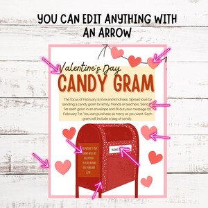 Editable Valentine's Day Candy Gram Flyer Printable Valentine's Day ...