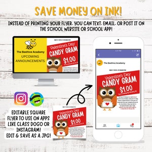 Owl You Need is Love Candy Gram Flyer Printable Valentine's Day Candy ...