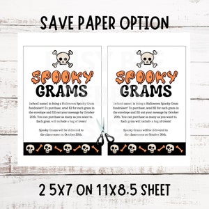Editable Halloween Candy Gram Flyer Spooky Skeleton Grams for School ...