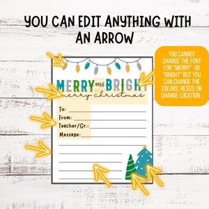 Blue & Green Christmas Candy Gram School Fundraiser Template | Editable ...