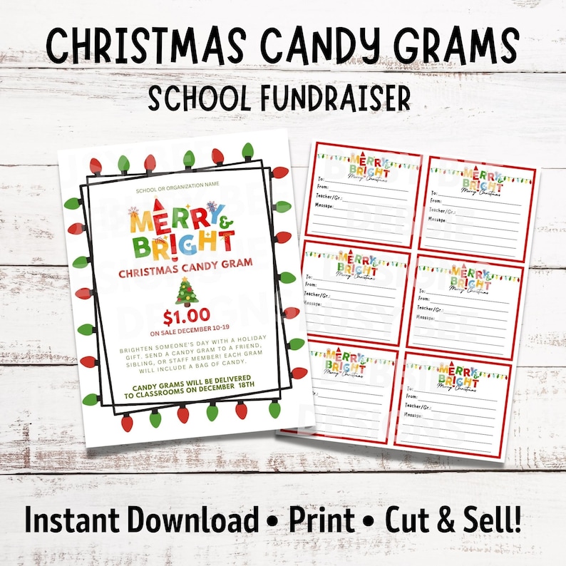 Christmas Candy Gram School Fundraiser Template Editable - Etsy