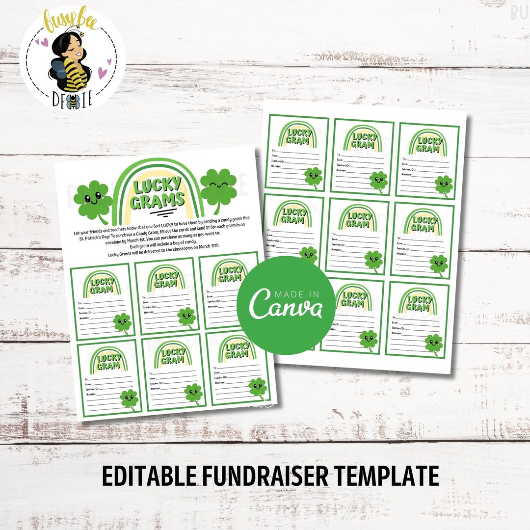 Editable Lucky Gram Fundraiser Template for St. Patrick's Day | Candy ...
