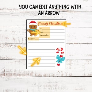 Printable Christmas Candy Cane Gram School Fundraiser Winter Holiday ...