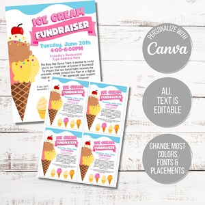 Editable Ice Cream Flyer PTA PTO Fundraiser | Ice Cream Party, School ...