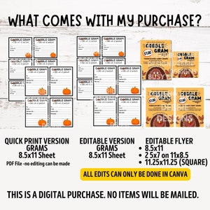 Thanksgiving Gobble Gram Download Candy Grams for School Fundraiser ...