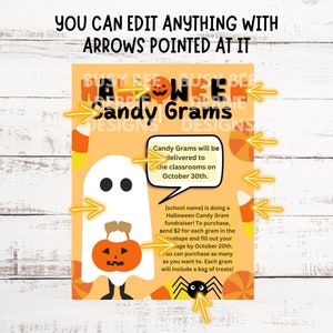 Editable Halloween Candy Gram Fundraiser Flyer Halloween - Etsy