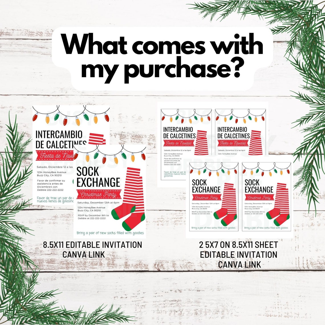 Editable Sock Exchange Christmas Party Invitation Printable - Etsy