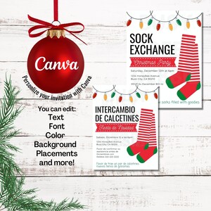 Editable Sock Exchange Christmas Party Invitation | Printable Holiday ...