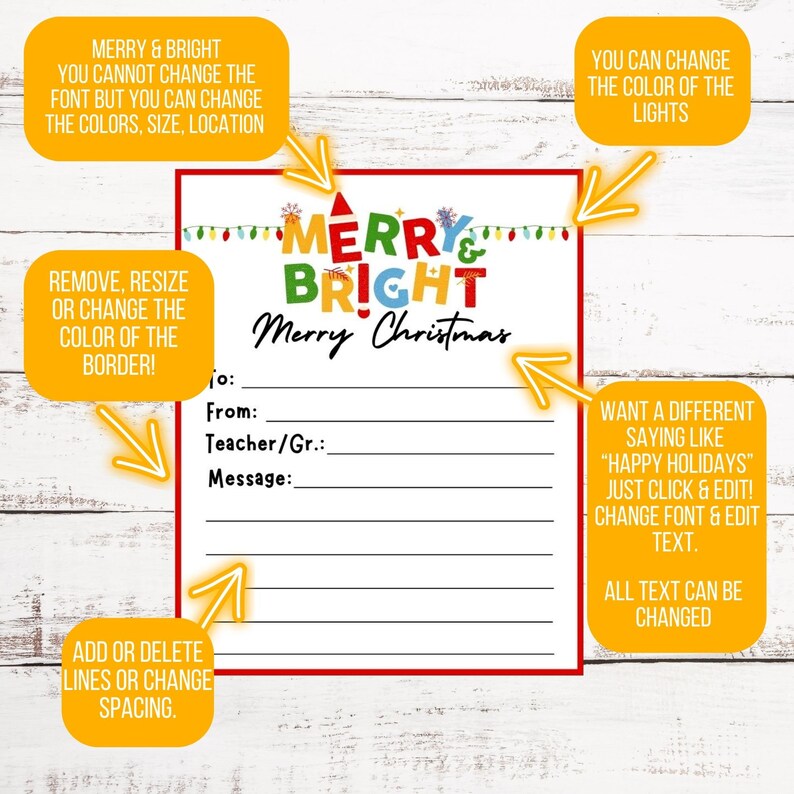 Christmas Candy Gram School Fundraiser Template Editable - Etsy