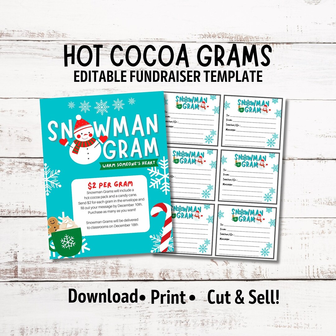 Printable Snowman Christmas Gram for School Fundraiser Hot Cocoa ...
