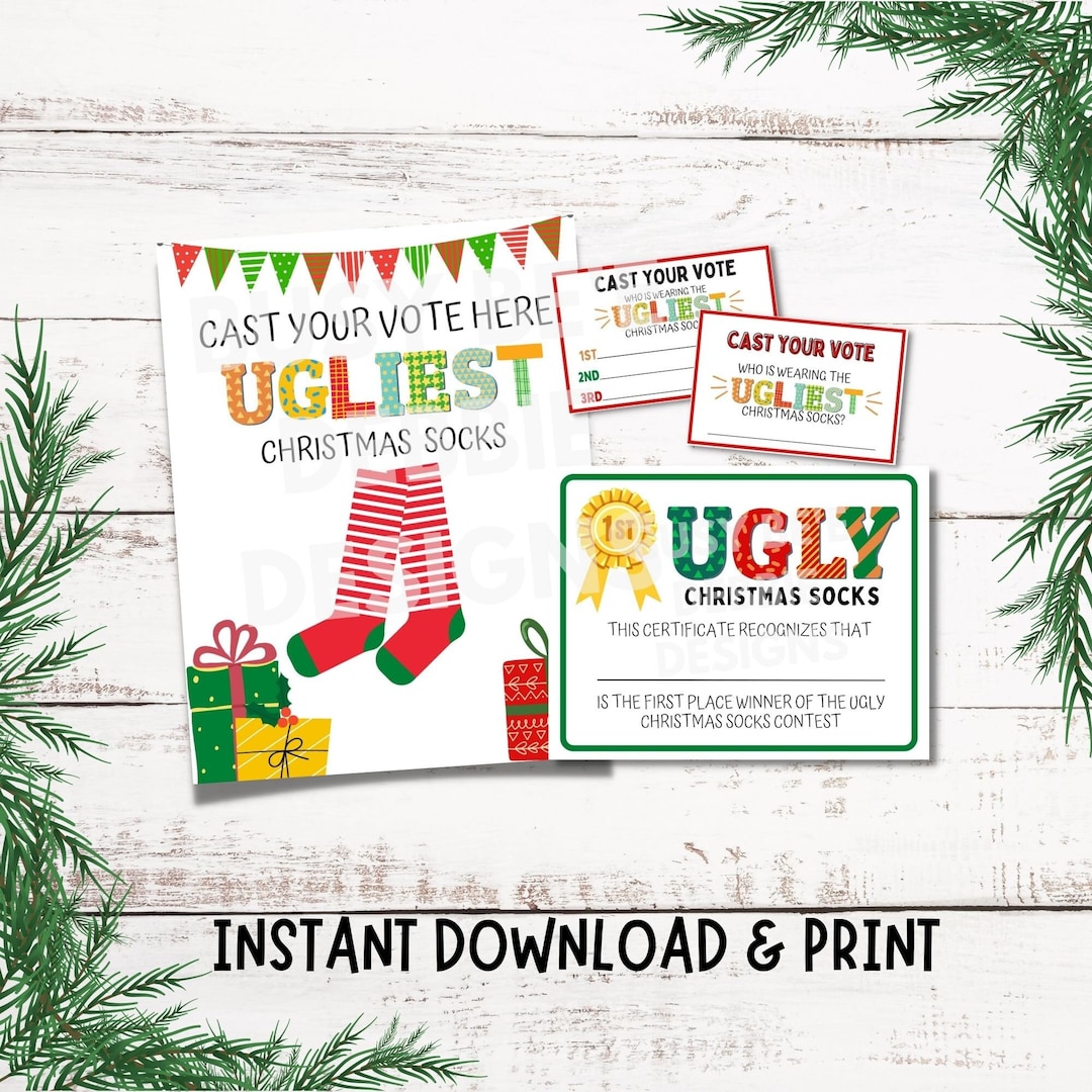 Printable Ugly Christmas Sock Party Pack Ugly Christmas Sock - Etsy
