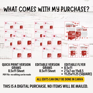 Editable Valentine's Day Candy Gram Flyer Printable - Etsy