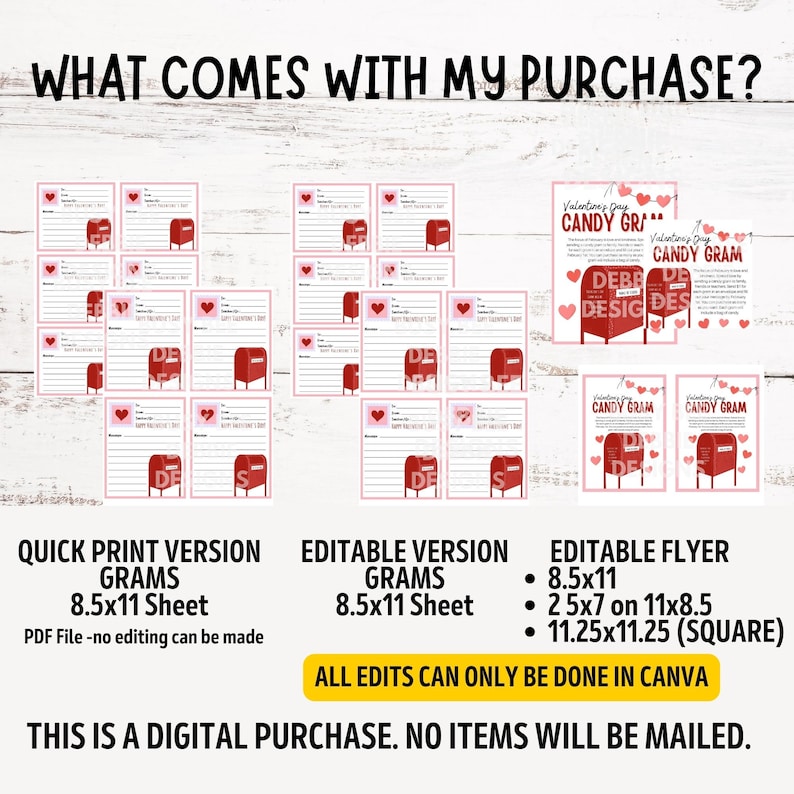 Editable Valentine's Day Candy Gram Flyer Printable - Etsy