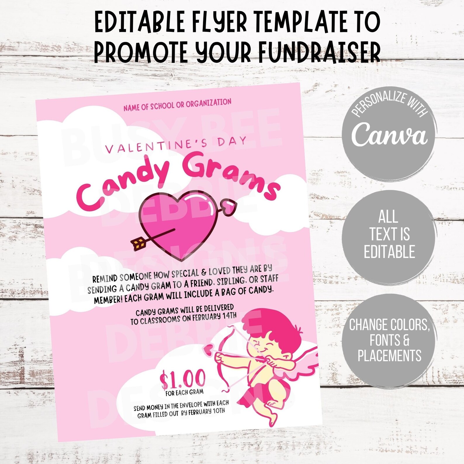 Valentine's Day Candy Grams School Flyer for PTA PTO - Etsy