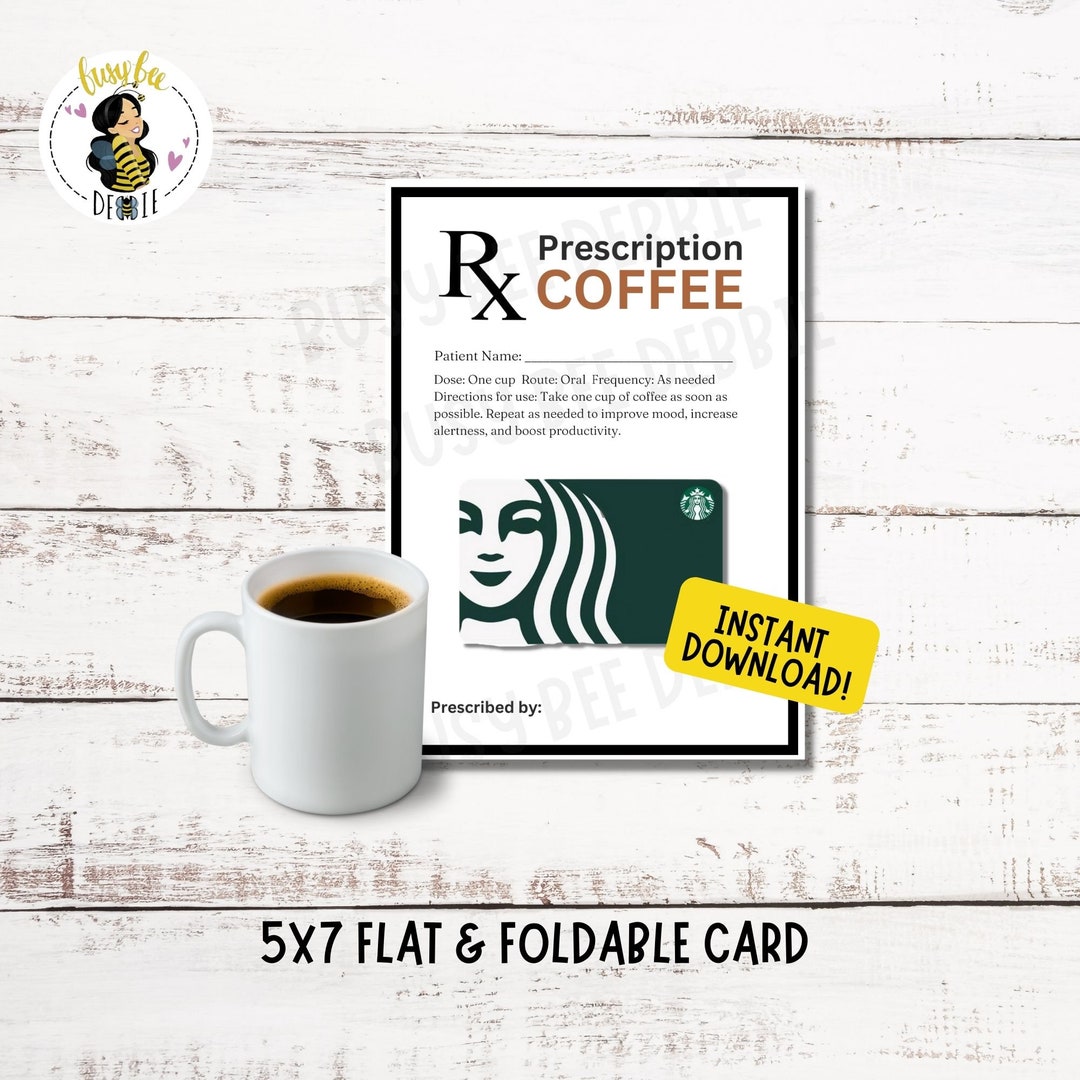 Printable Coffee Prescription Gift Card Holder | Appreciation Gift for ...