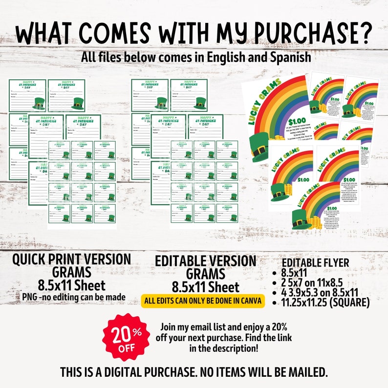Editable St. Patrick's Day Candy Gram Fundraiser Flyer Template | St ...