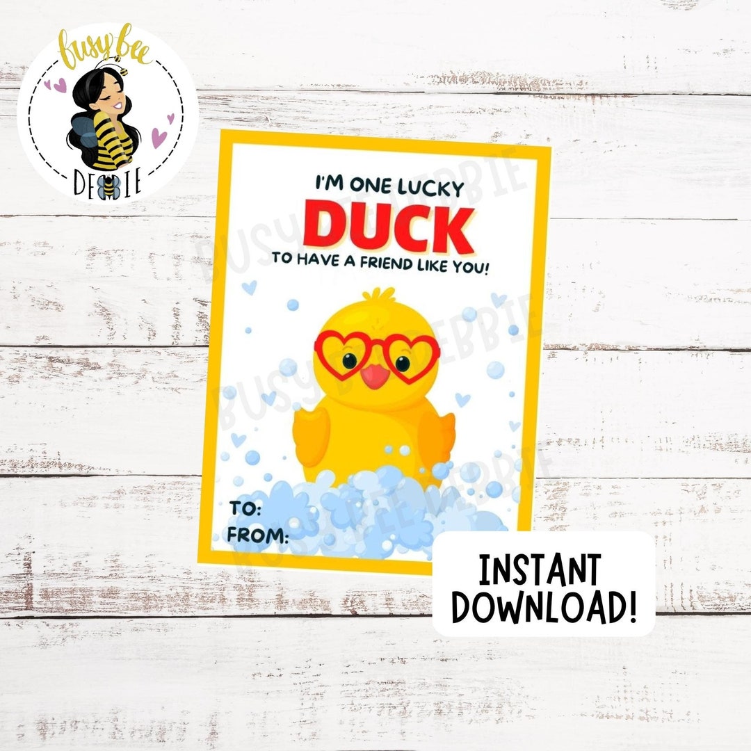 Lucky Duck Valentine's Day Gift Tags Printable Valentine Printable ...