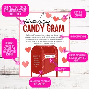 Editable Valentine's Day Candy Gram Flyer Printable - Etsy