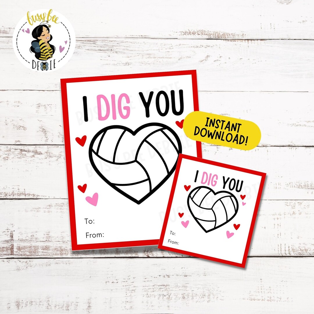 Volleyball Printable Valentine's Day Cards | Valentine Kids Sports ...