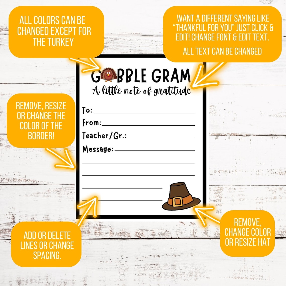 Thanksgiving Gobble Gram Download Candy Grams for School - Etsy