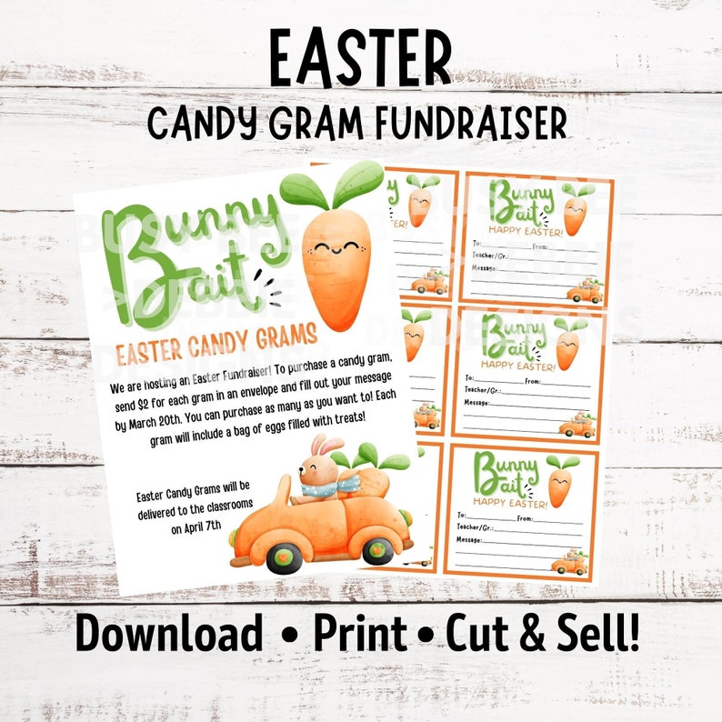 Editable Easter Candy Gram Fundraiser Flyer Bunny Bait Candy - Etsy