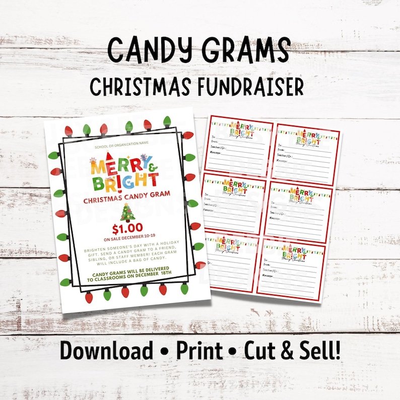 Christmas Candy Gram School Fundraiser Template Editable - Etsy