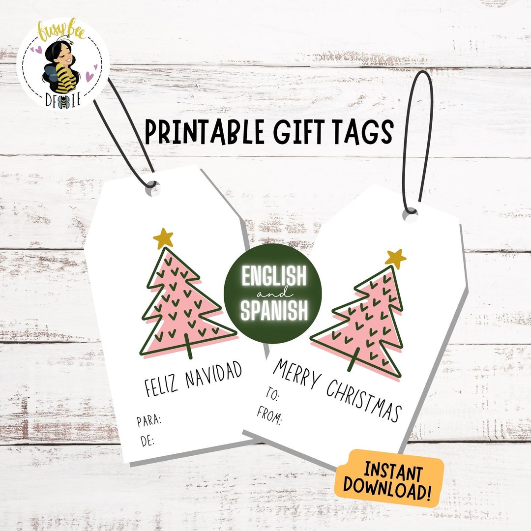 Simple Christmas Tree Printable Tag Holiday Gift Tag Template Feliz ...