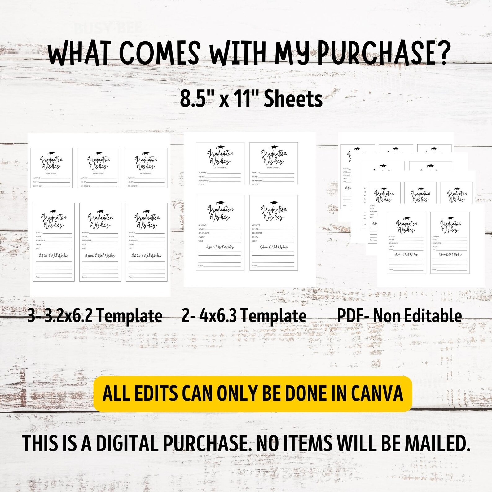 Editable Graduation Best Wishes Cards Advice Cards for - Etsy