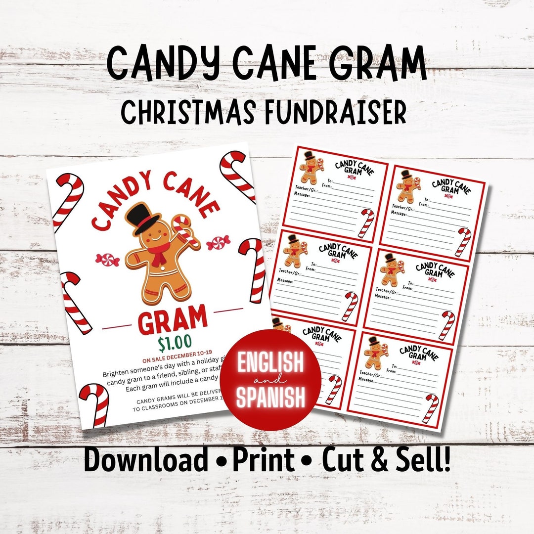 Christmas Candy Cane Gram Template Editable Candy Cane Gram School ...