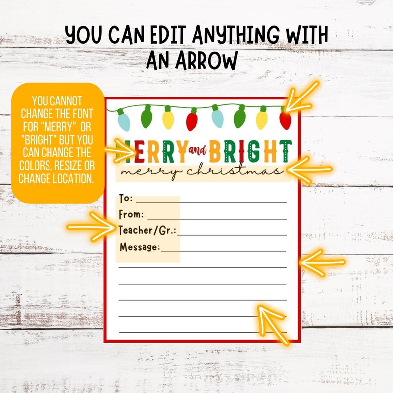 Christmas Candy Gram School Fundraiser Template Editable - Etsy