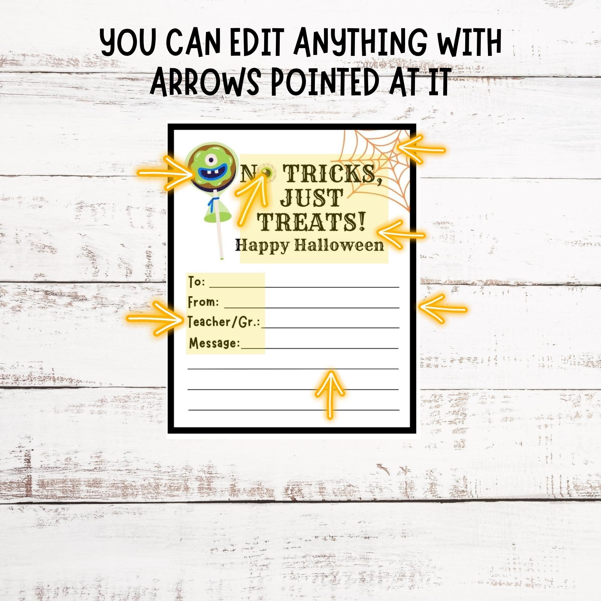 Editable Halloween Candy Gram Flyer Halloween Lollipop Gram - Etsy