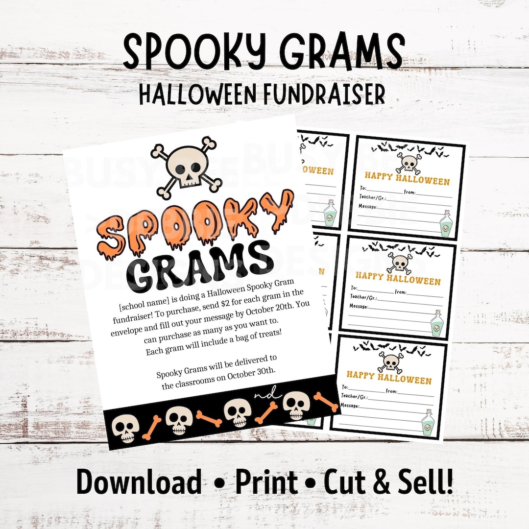 Editable Halloween Candy Gram Flyer Spooky Skeleton Grams for School ...