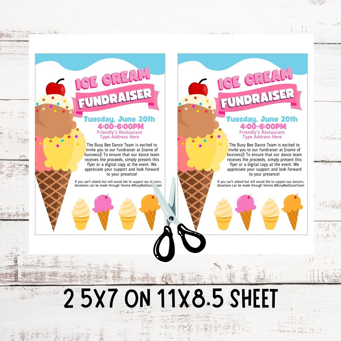 Editable Ice Cream Flyer PTA PTO Fundraiser | Ice Cream Party, School ...