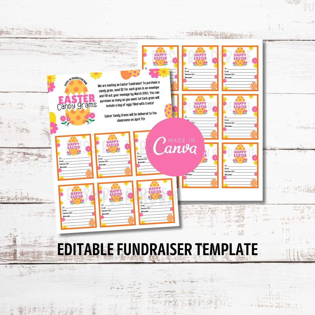 Editable Easter Candy Gram Fundraiser Flyer Printable Spring Easter ...