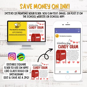 Editable Valentine's Day Candy Gram Flyer | Printable Fundraiser ...