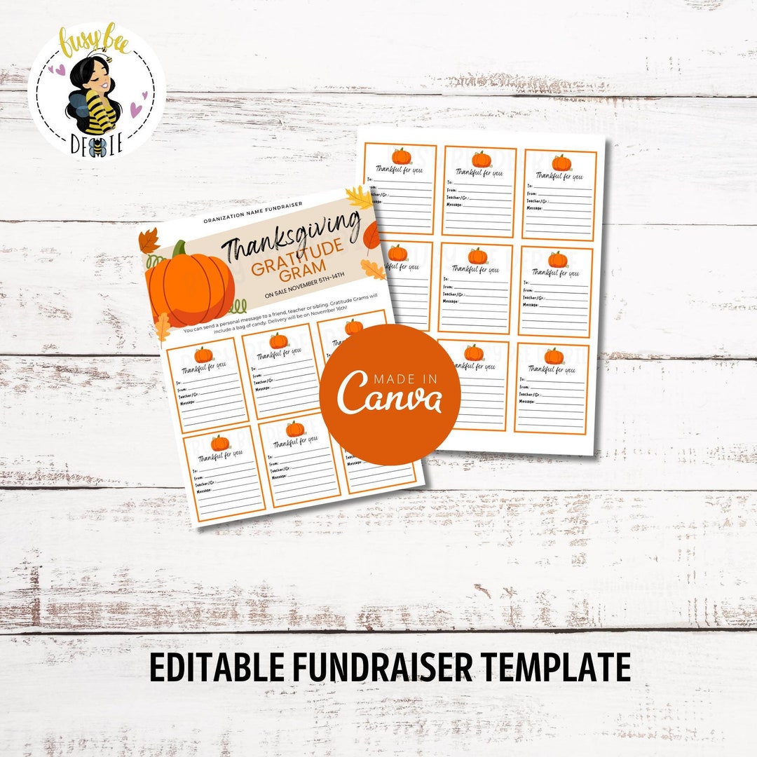 Editable Thanksgiving Candy Grams Fundraiser for School, Church ...