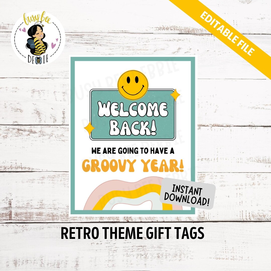 Editable Back to School Welcome Tags Retro Theme Tags Welcome Back Gift ...