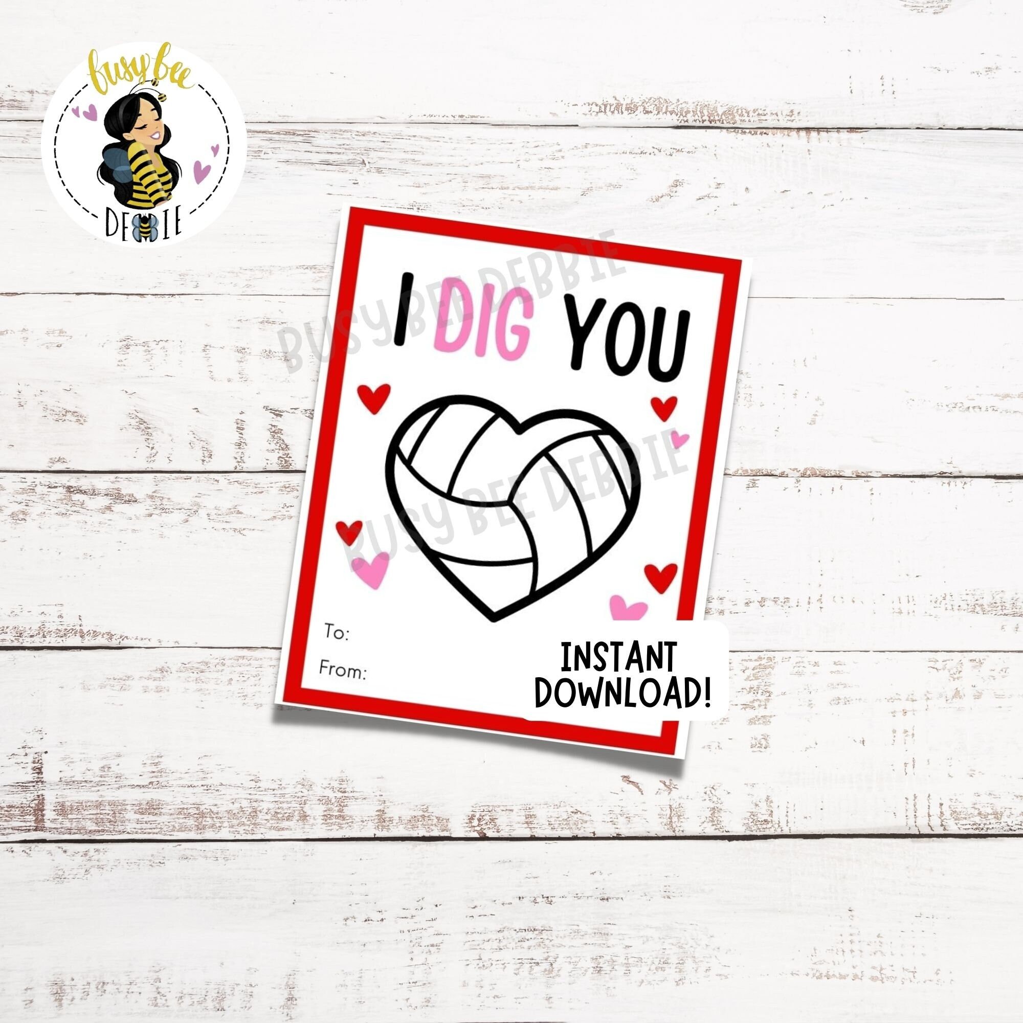 Volleyball Printable Valentine's Day Cards Valentine - Etsy
