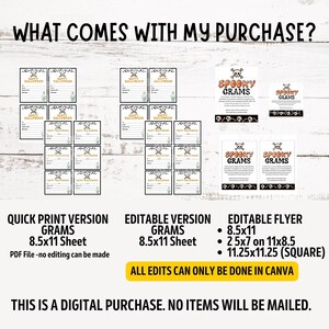 Editable Halloween Candy Gram Flyer Spooky Skeleton Grams for School ...