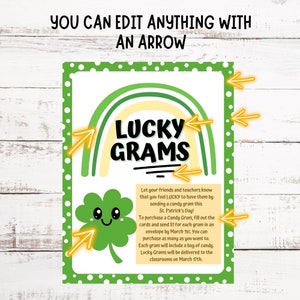 Lucky Gram Fundraiser Template for St. Patrick's Day Editable Candy ...