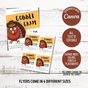 Thanksgiving Gobble Gram Download | Candy Grams for School Fundraiser ...