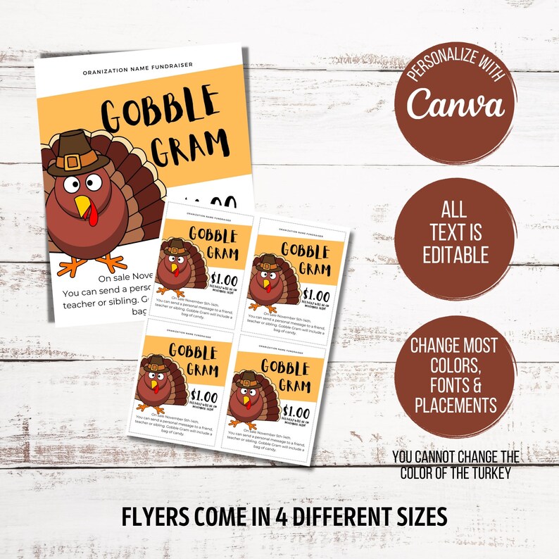 Thanksgiving Gobble Gram Download | Candy Grams for School Fundraiser ...