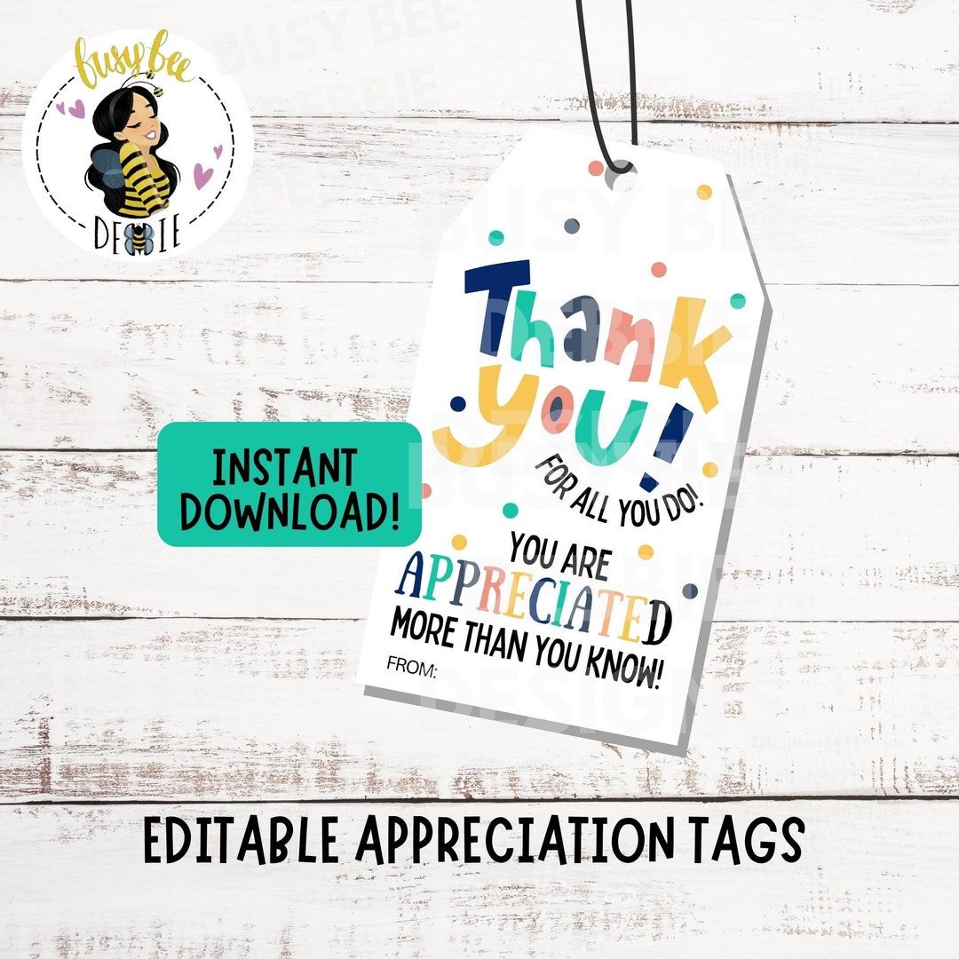 Thank You Gift Tags Printable Teacher Appreciation Nurse - Etsy