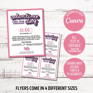 Valentine's Day Candy Gram Flyer Template Editable Valentine's Day ...