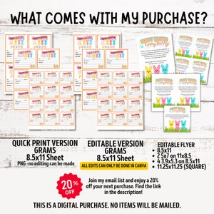 Editable Easter Candy Gram Flyer PTO / PTA School Fundraiser Template ...