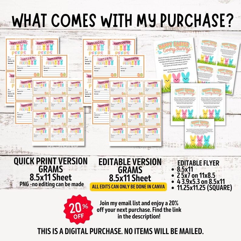 Editable Easter Candy Gram Flyer | PTO / PTA School Fundraiser Template ...