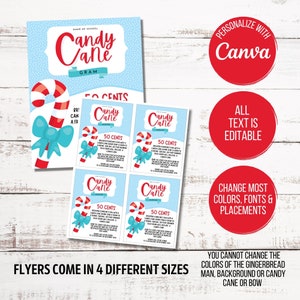 Printable Christmas Candy Cane Gram School Fundraiser Winter Holiday ...